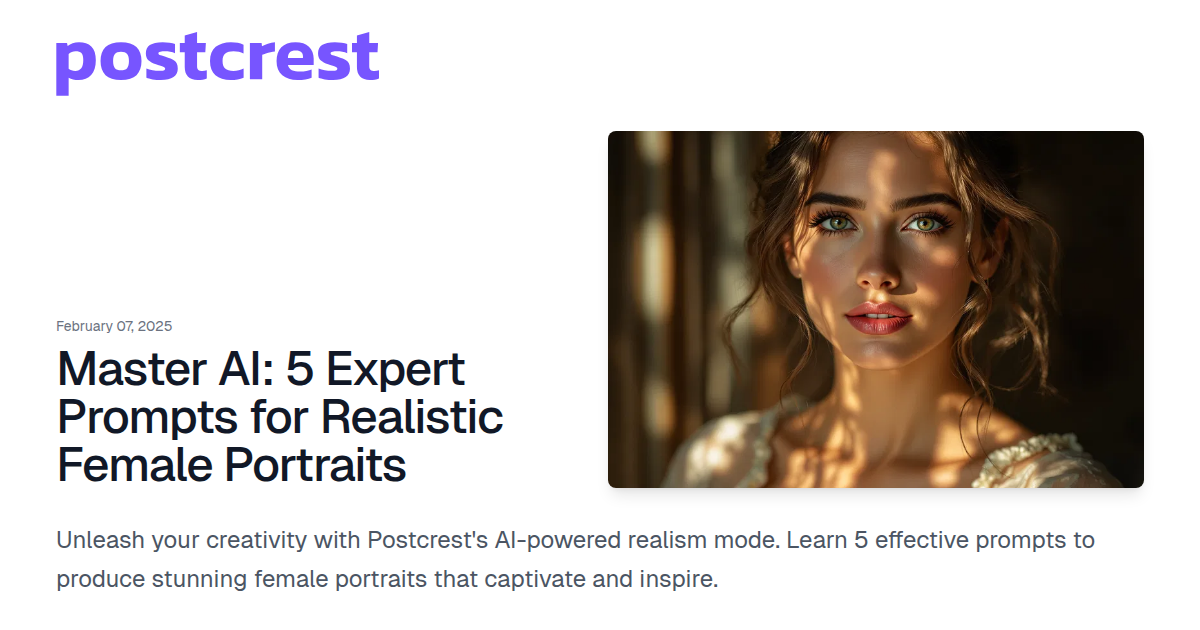 AI Portrait Mastery: 5 Prompts for Realistic Female Shots
