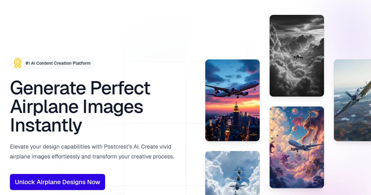 Generate Perfect Airplane Images with Postcrest's AI