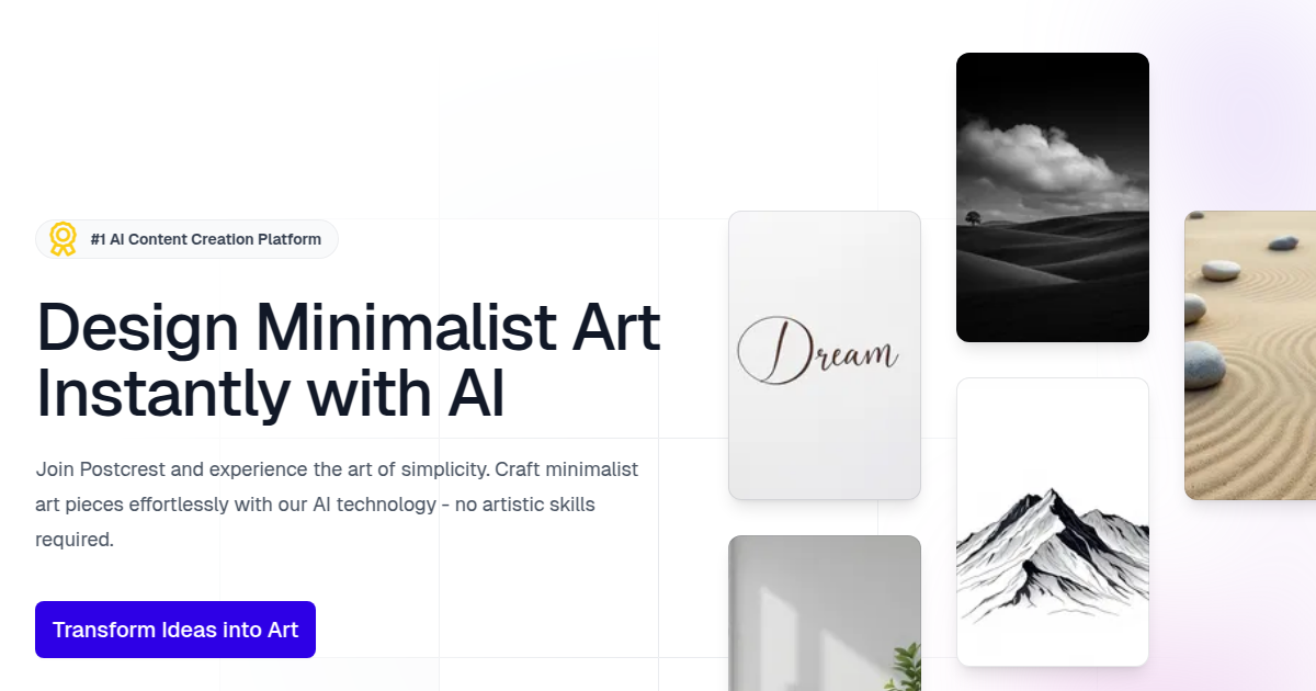 AI-Driven Minimalist Art Generator - Postcrest