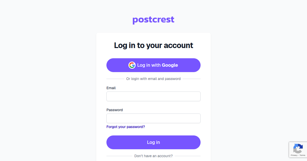 postcrest app - Login
